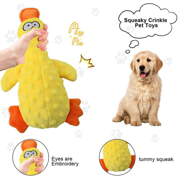 Durable Interactive Duck Crinkle Plush Squeaky Dog Toys – iTalkPet